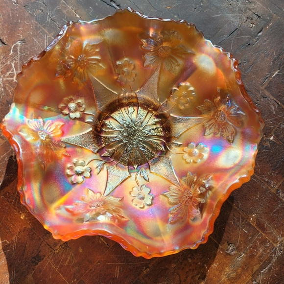 Carnival Glass | Accents | Frosted Amber Carnival Glass Depression ...